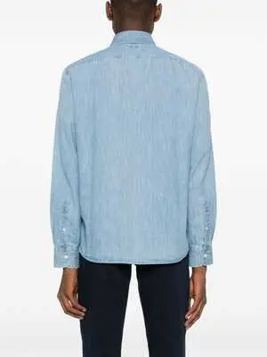 Brunello Cucinelli Spread-collar Denim Shirt - Blue