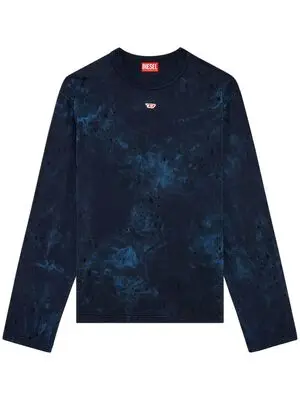 DIESEL® Cotton Crewneck Sweatshirt With Abstract Print And Distressed Effect