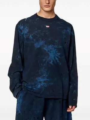 DIESEL® Cotton Crewneck Sweatshirt With Abstract Print And Distressed Effect