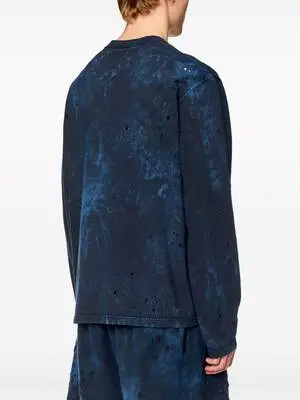 DIESEL® Cotton Crewneck Sweatshirt With Abstract Print And Distressed Effect