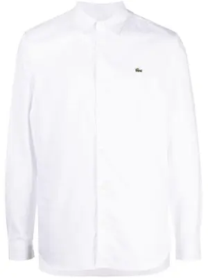 Lacoste Logo-embroidered Poplin Cotton Shirt - White