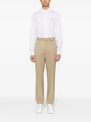 Lacoste Logo-embroidered Poplin Cotton Shirt - White