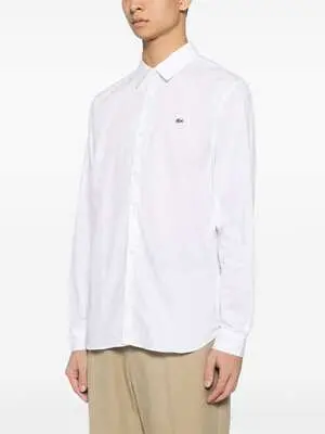 Lacoste Logo-embroidered Poplin Cotton Shirt - White