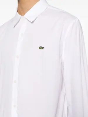 Lacoste Logo-embroidered Poplin Cotton Shirt - White