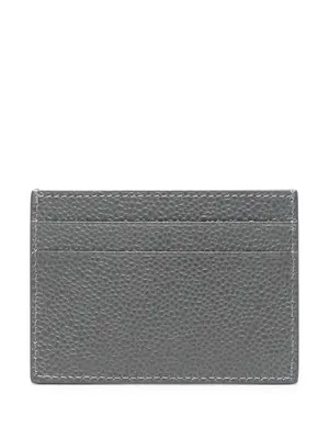 Thom Browne Grosgrain-tab Leather Cardholder - Grey