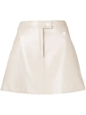 COURREGES Logo-appliqué Mini Skirt - Neutrals