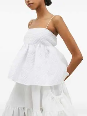 Cecilie Bahnsen Selena Matelassé Top - White