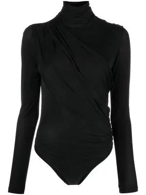 Gauge81 Drape-panel Ruched Bodysuit - Black