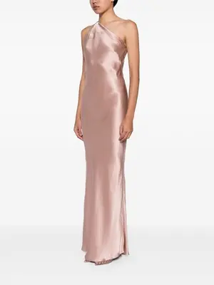Michelle Mason One-shoulder Silk Gown - Pink