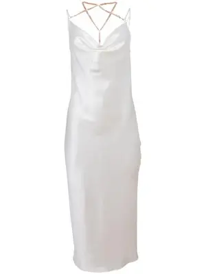 FLEUR DU MAL Chain-strap Midi Dress - White