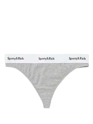 SPORTY & RICH Serif Logo-waistband Thong