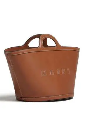 Marni Small Tropicalia Leather Tote Bag - Brown