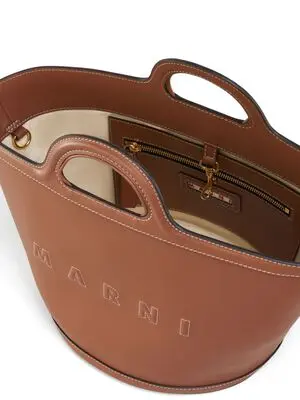 Marni Small Tropicalia Leather Tote Bag - Brown