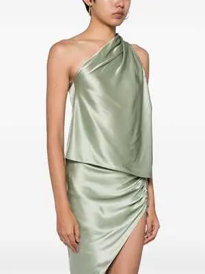 Michelle Mason Asymmetric Halterneck Top - Green