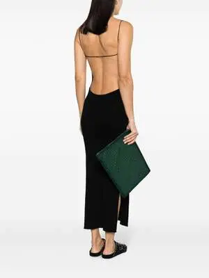 Dragon Diffusion Woven Leather Clutch Bag - Green