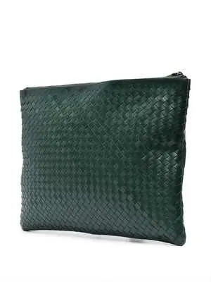 Dragon Diffusion Woven Leather Clutch Bag - Green