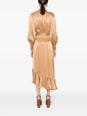 Zimmermann Long-sleeve Wrap Midi Dress - Neutrals