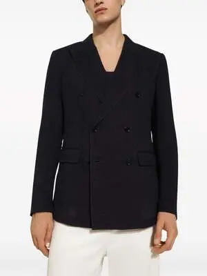 Dolce & Gabbana Double-breasted Linen Blazer - Blue