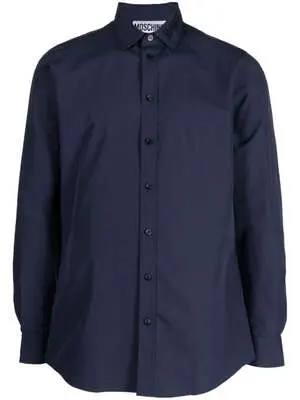 Moschino Logo-embroidered Cotton Shirt - Blue