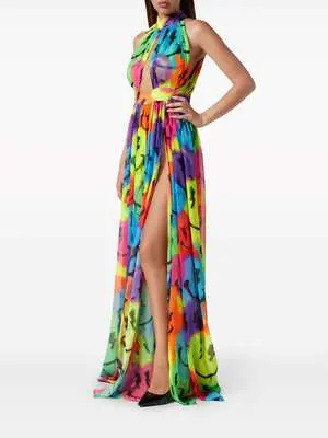 Philipp Plein Smile Chiffon Maxi Dress