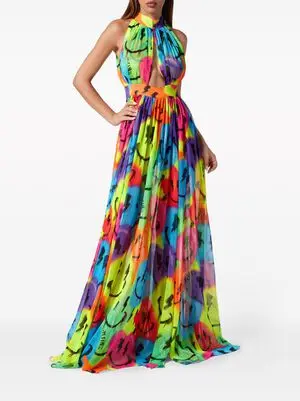Philipp Plein Smile Chiffon Maxi Dress