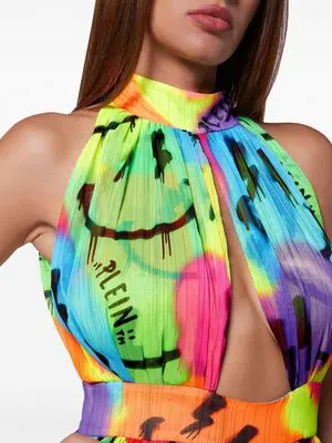 Philipp Plein Smile Chiffon Maxi Dress