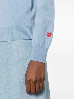 Play Comme Des Garcon Heart Logo Wool Jumper - Blue