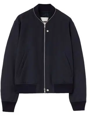 JIL SANDER Zip-embellished Wool Bomber Jacket - Blue