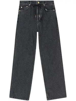 GANNI Drawstring-fastening Straight-leg Jeans - Black