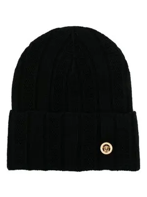 Versace Medusa Ribbed Beanie - Black
