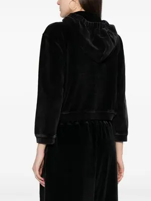 Alexander Wang Logo-appliqué Velour Zip Hoodie - Black