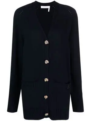 Chloé V-neck Fine-knit Cardigan