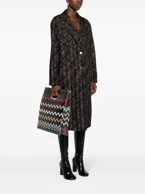 Missoni Zigzag-embroidered Lamé-effect Leather Tote Bag