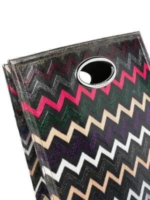 Missoni Zigzag-embroidered Lamé-effect Leather Tote Bag