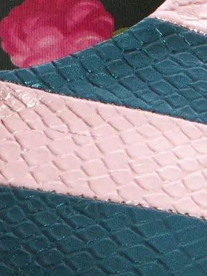 La DoubleJ Striped Snakeskin-effect Ballerina - Blue