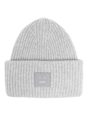 Acne Studios Logo Appliqué Wool Beanie - Grey