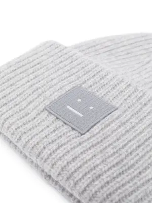 Acne Studios Logo Appliqué Wool Beanie - Grey