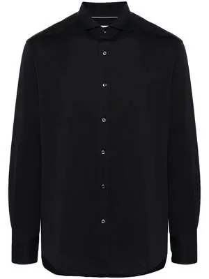 Brunello Cucinelli Spread-collar Cotton Shirt - Blue