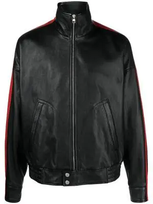 Alexander McQueen Striped Leather Biker Jacket