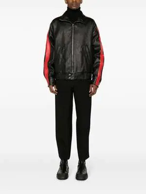 Alexander McQueen Striped Leather Biker Jacket