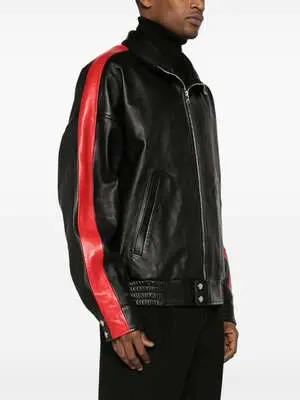 Alexander McQueen Striped Leather Biker Jacket