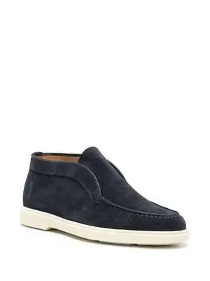 Santoni Suede Flat Loafers - Blue
