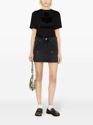 MARANT ETOILE Zewel Flocked Linen T-shirt - Black
