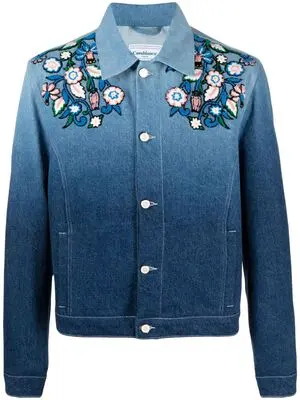 Casablanca Floral-embroidered Ombré Denim Jacket