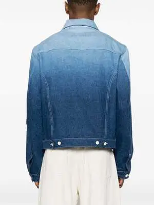 Casablanca Floral-embroidered Ombré Denim Jacket