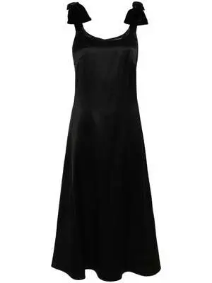 Chloé Bow-embellished Satin Midi Dress