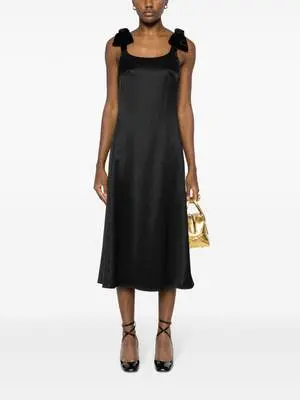 Chloé Bow-embellished Satin Midi Dress