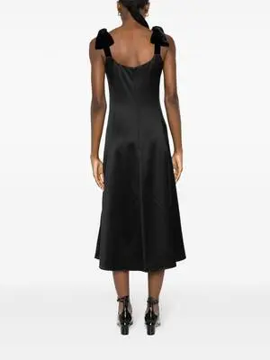 Chloé Bow-embellished Satin Midi Dress