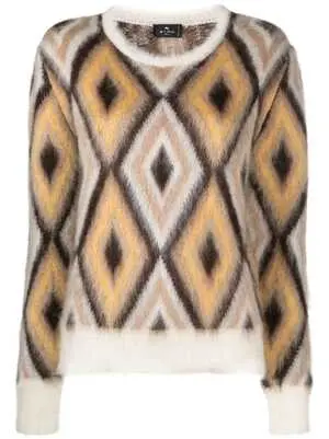 Etro Diamond-jacquard Jumper - Brown