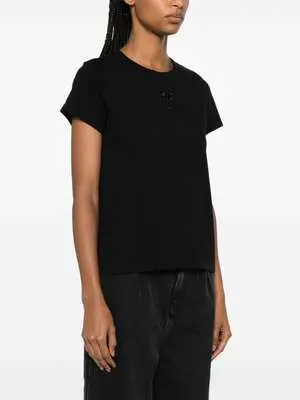 Pinko Logo-embroidered T-shirt - Black